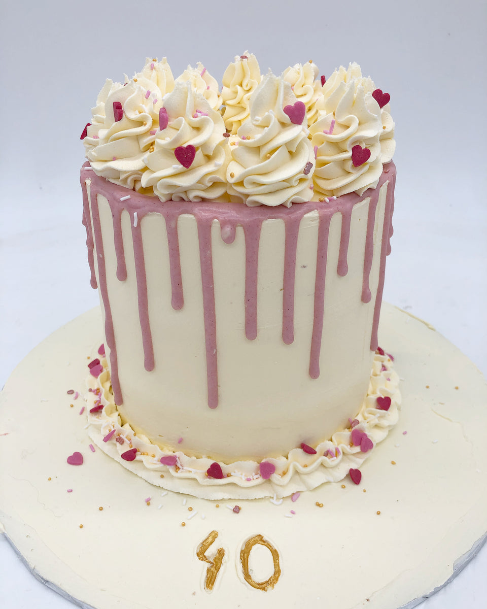 Pink Heart Drip Cake – Rosie's Cakery